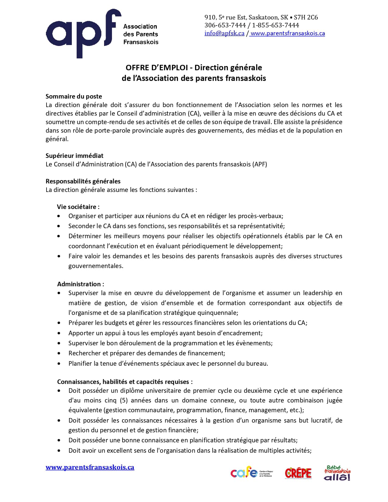 Le Conseil d'administration de l'APF embauche une nouvelle direction ... Le Conseil d'administration de l'APF embauche une nouvelle direction ...